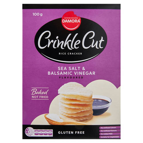 Crinkle Cut Rice Crackers Sea Salt & Balsamic Vinegar 100g